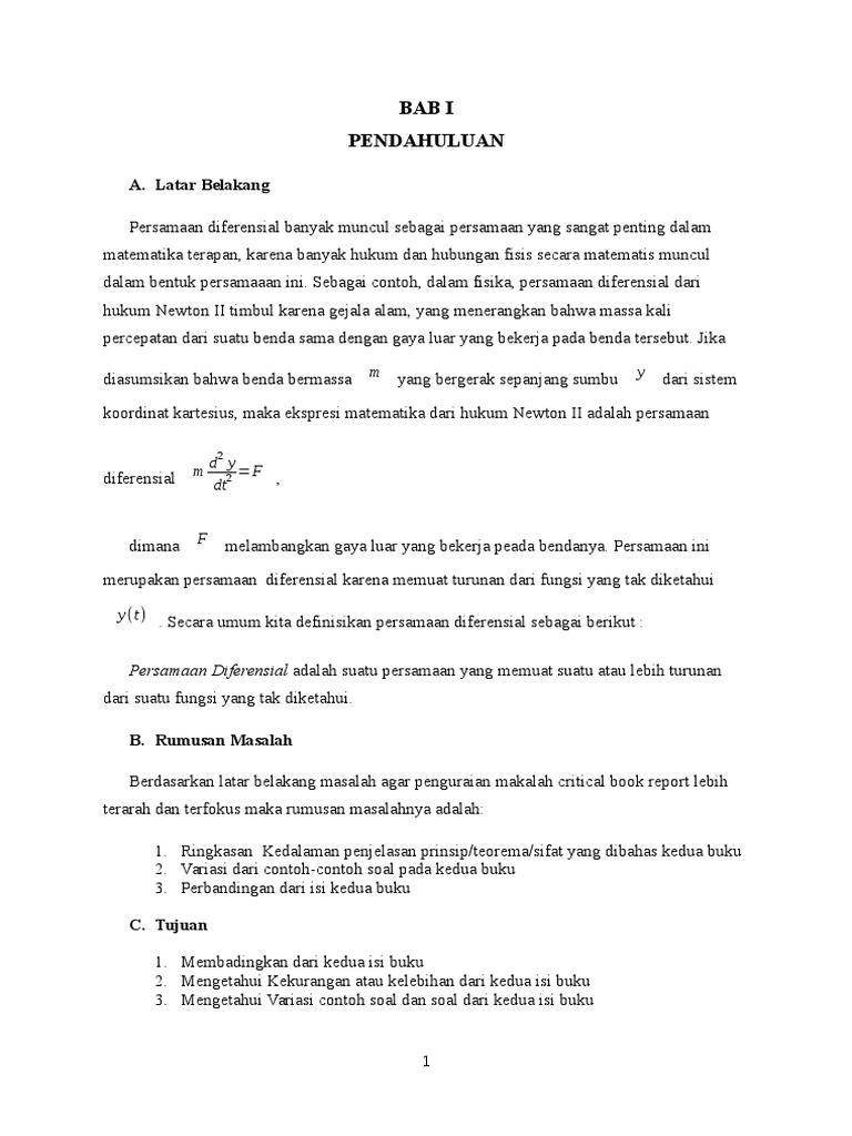 Bahan Critical Book Persamaan Diferensial ERNA WATI | PDF