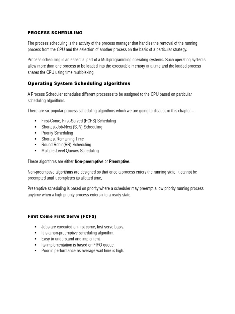 Process Scheduling | PDF | Scheduling (Computing) | Concurrent Computing