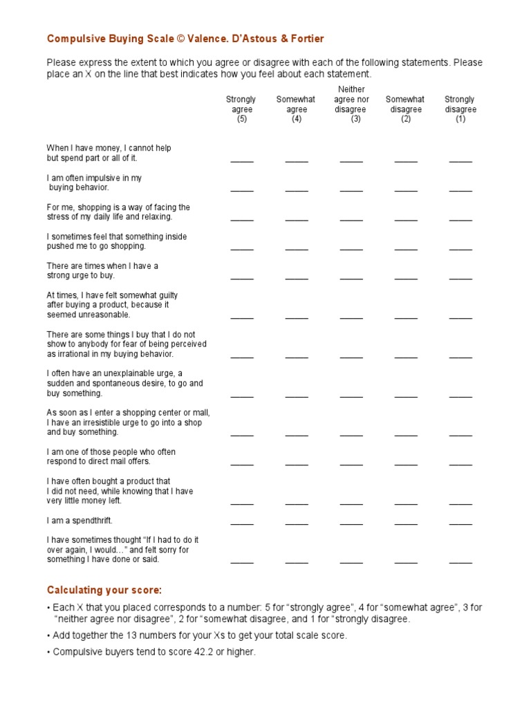 Valence Scale With Scoring | PDF