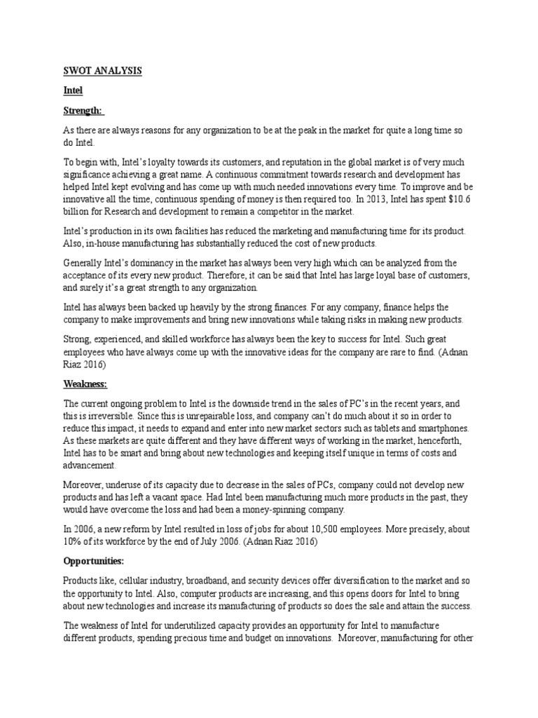 Swot Analysis | PDF | Advanced Micro Devices | Intel