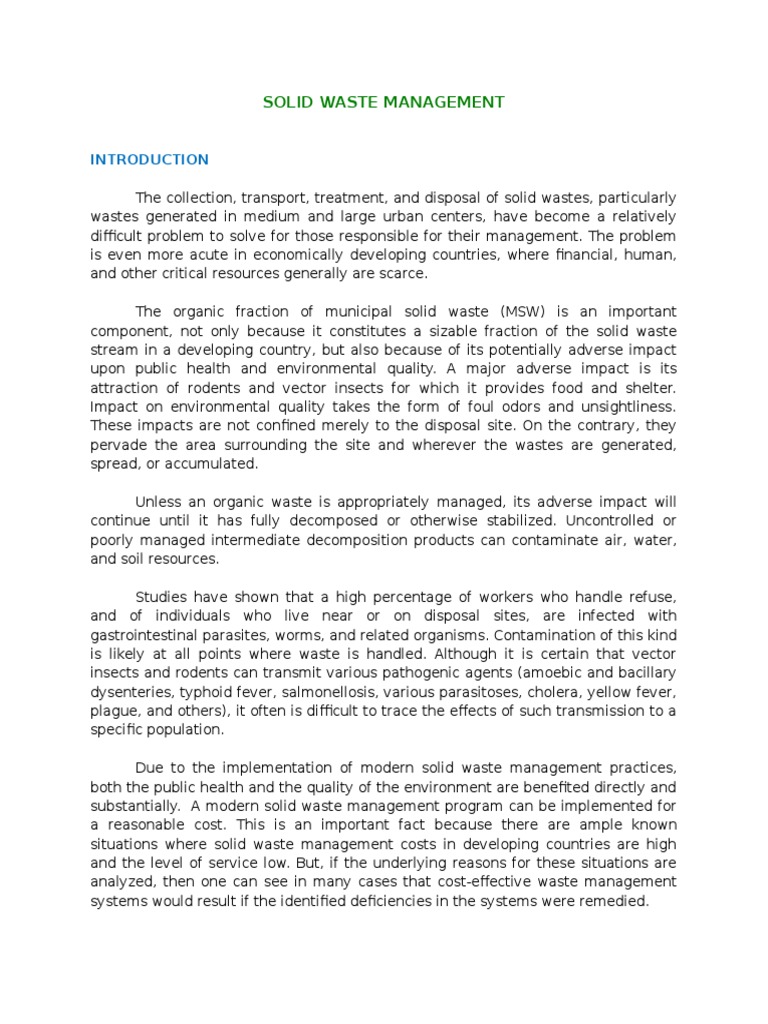 Solid Waste Management | PDF | Waste Management | Municipal Solid Waste