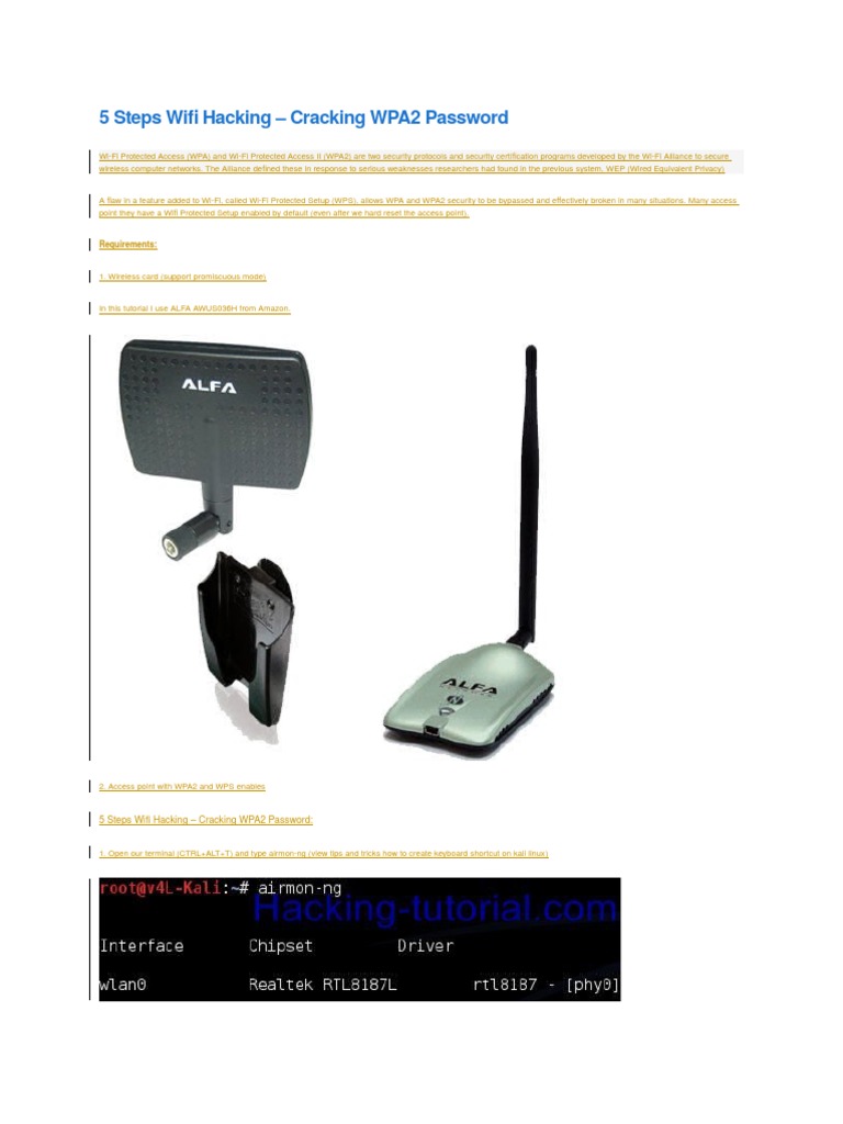 5 Steps Wifi Hacking - Cracking WPA2 Password: Requirements | PDF | Wi ...