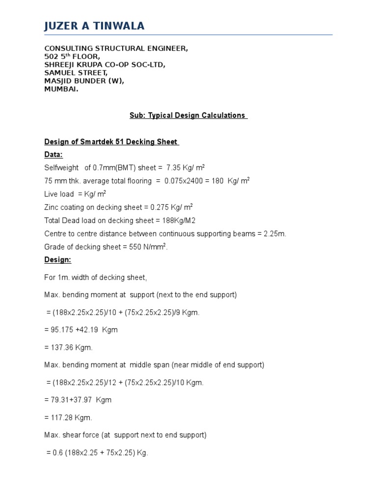 Structural Design Calculations | PDF | Bending | Beam (Structure)