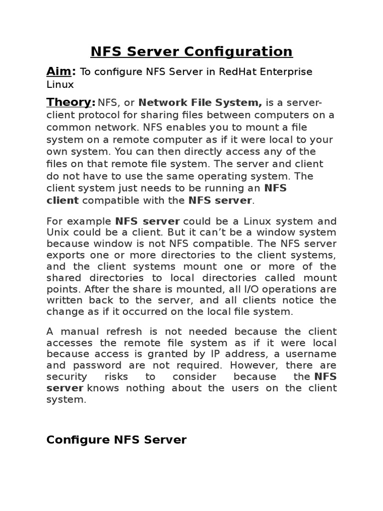 NFS Server Configuration | PDF | Server (Computing) | System Software