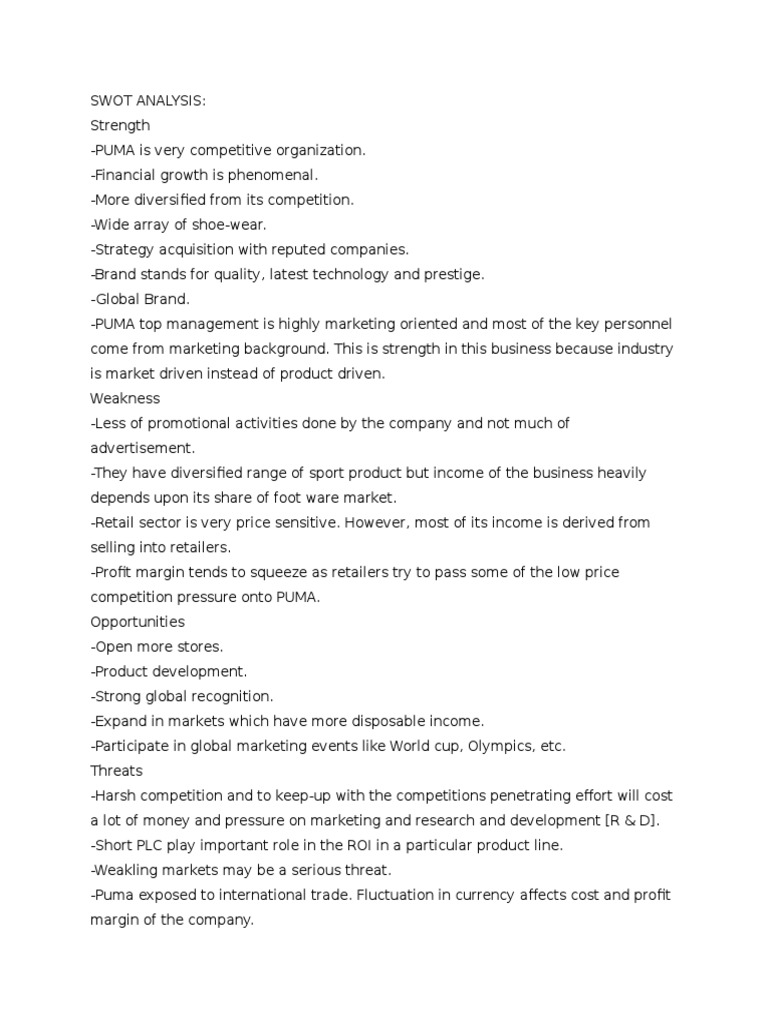 Puma Swot Analysis | PDF