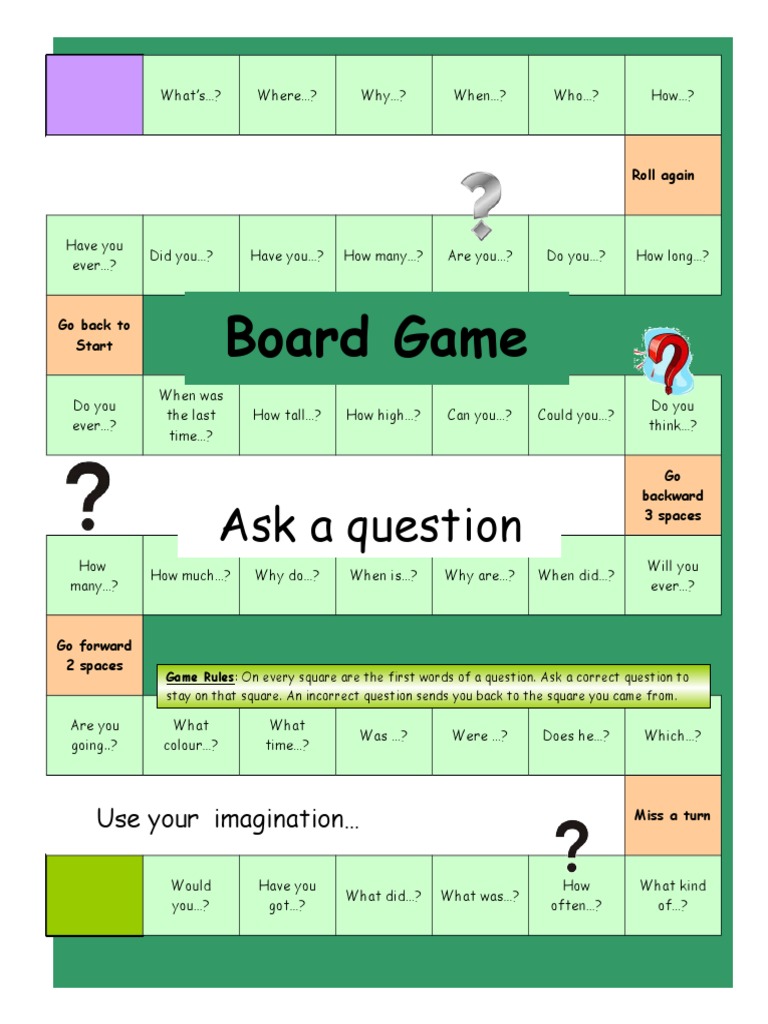 Board Game: Ask A Question | PDF | Question | Language Mechanics