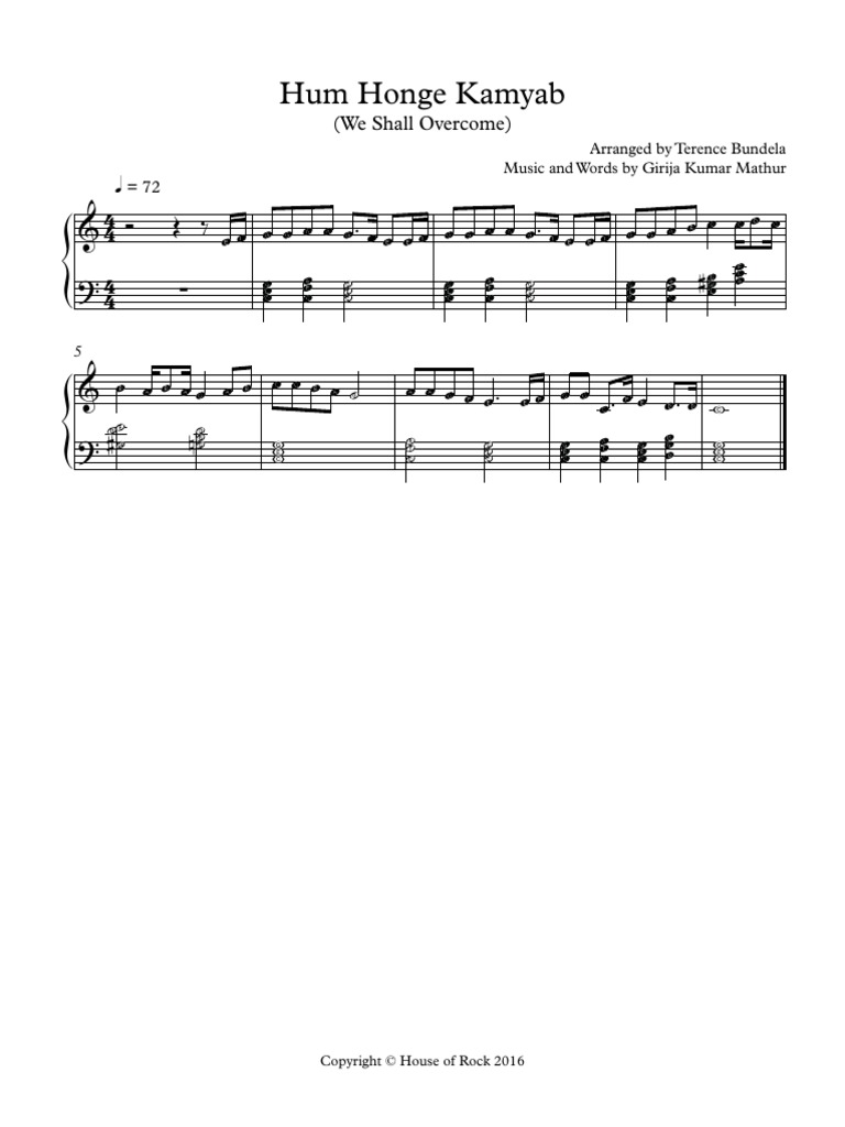 Hum Hongey Kamyab With Note Heads | PDF