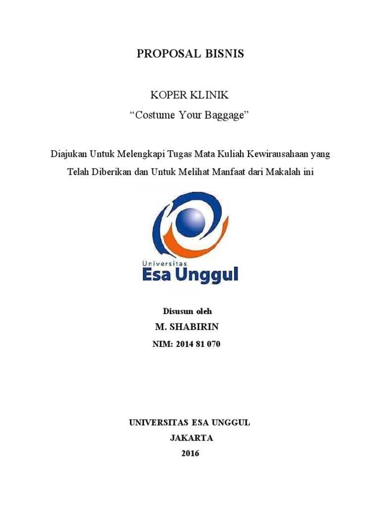 Proposal Kewirausahaan - Koper Klinik | PDF