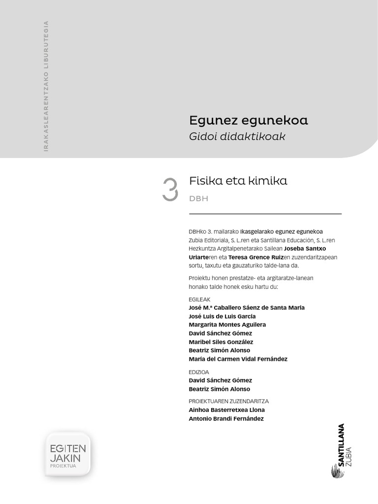 Egunez Egunekoa Fisika Kimika DBH 3 | PDF