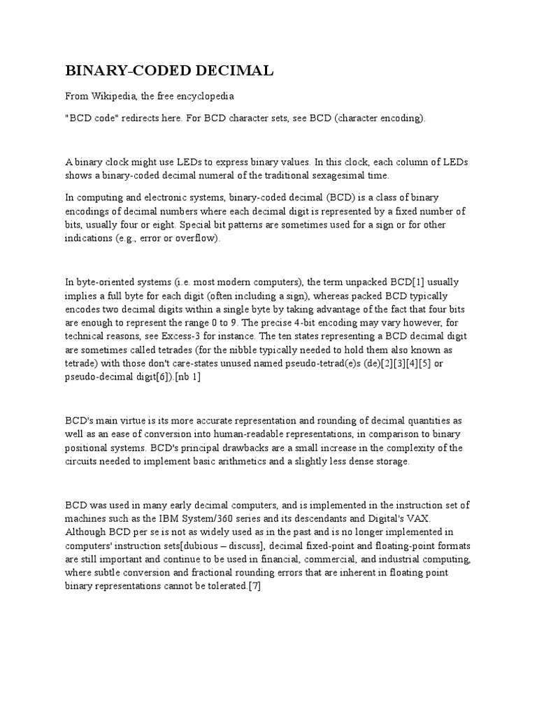 BCD | PDF | Binary Coded Decimal | Computer Data