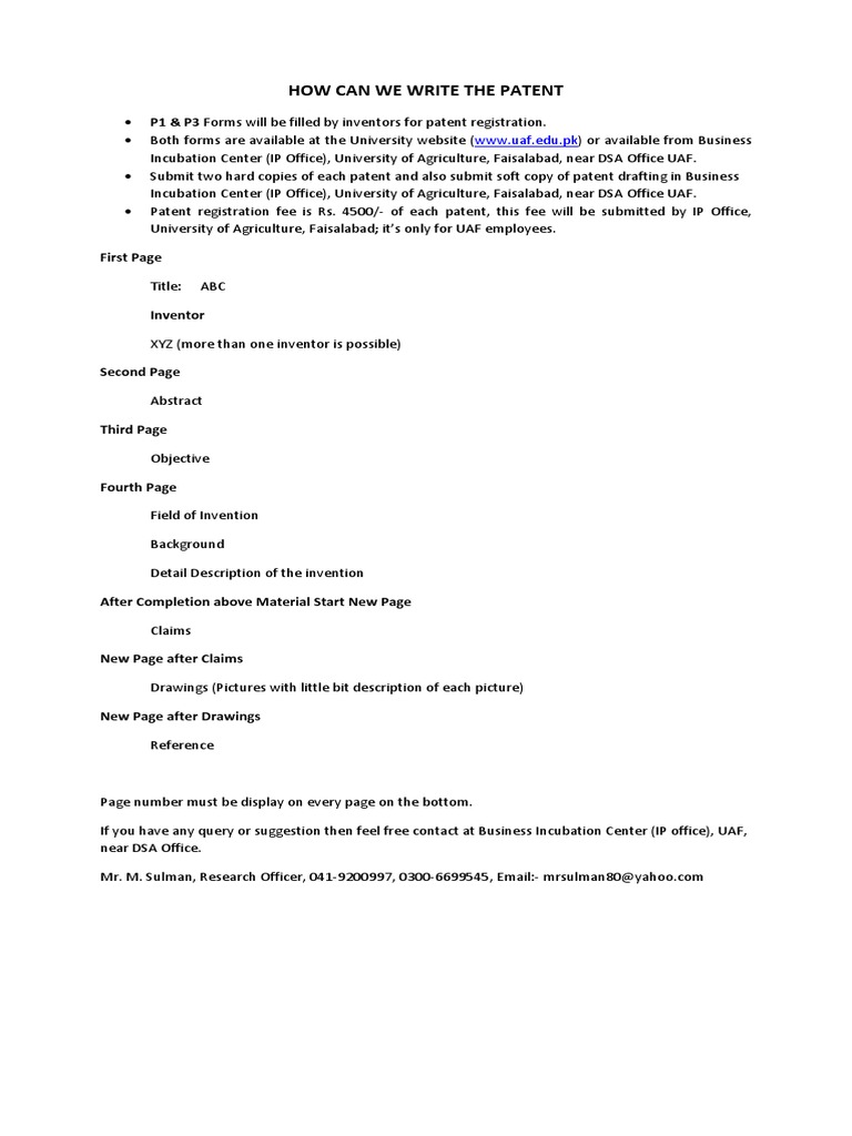 Guide To Write Patent | PDF | Invention | Patent
