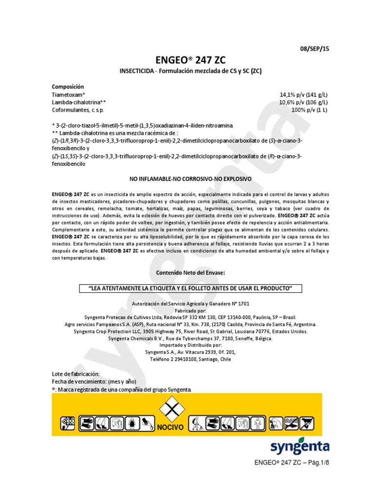 Ficha Tecnica Engeo | PDF | Alimentos | Primeros auxilios