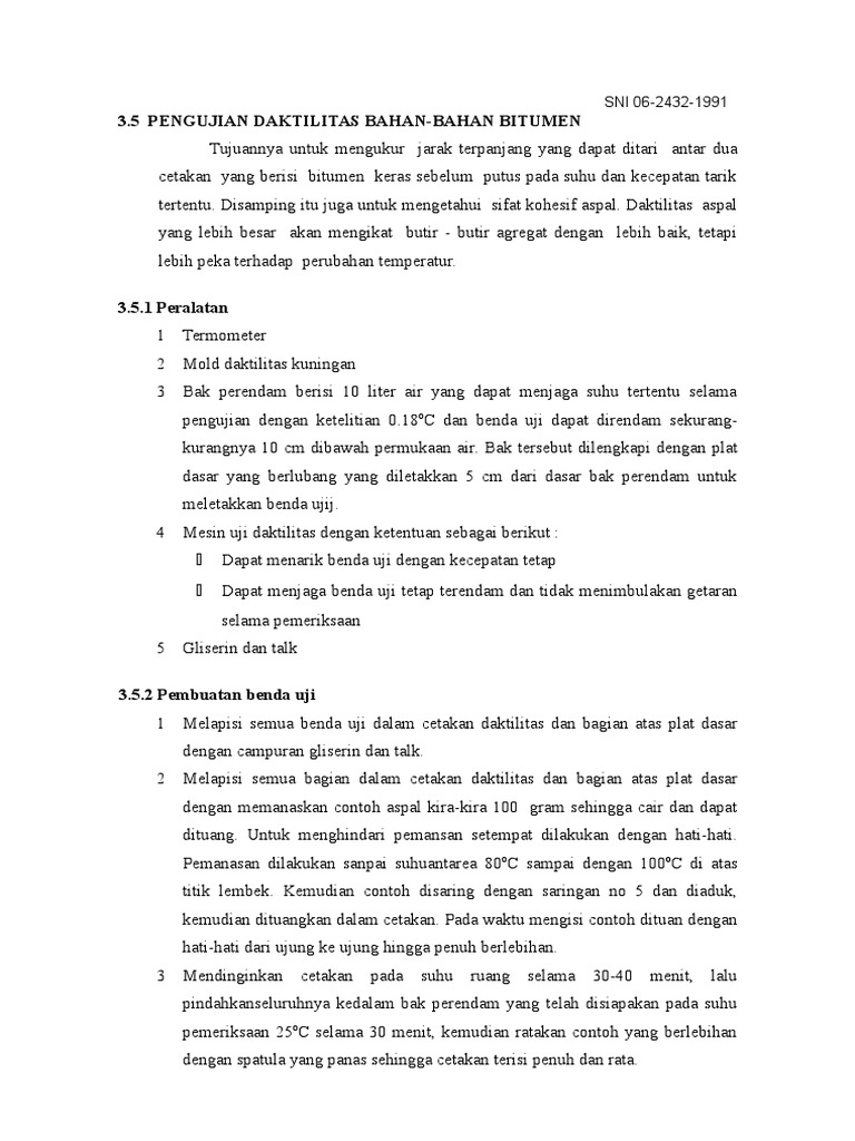 Uji Daktilitas Aspal | PDF