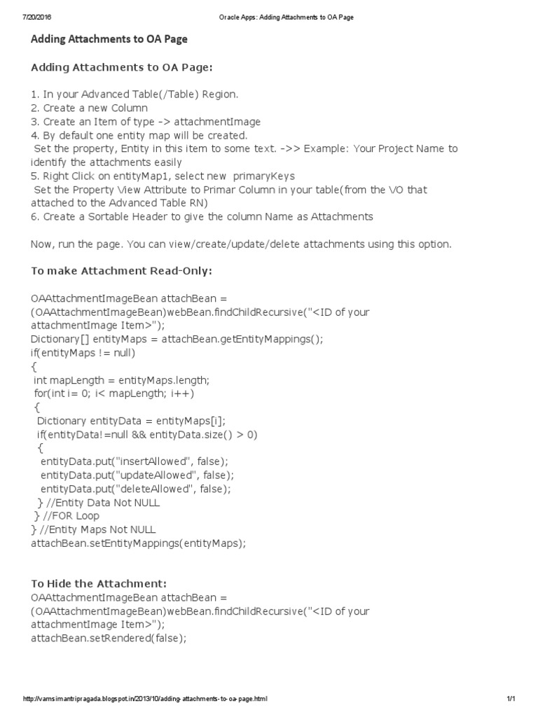 Adding Attachments To OAF Page | PDF