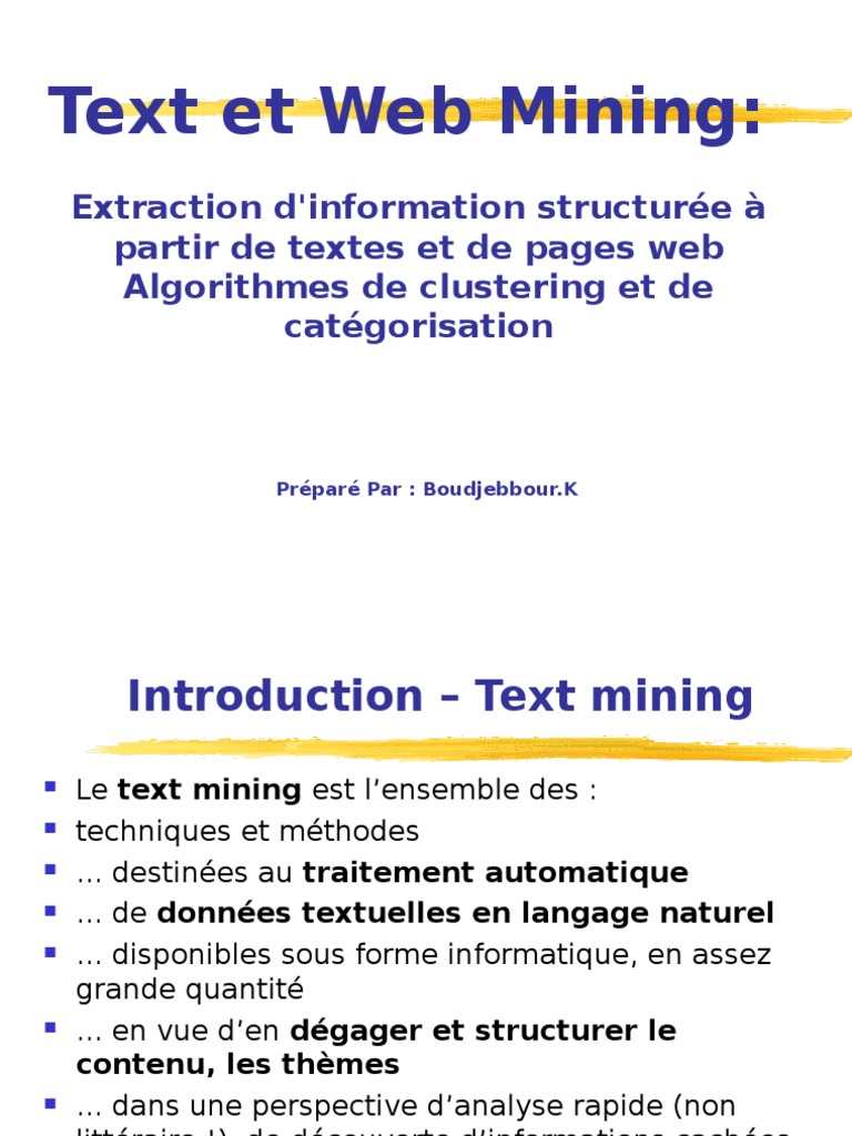 Cours Text Web Mining | PDF | Cookie (informatique) | Distance
