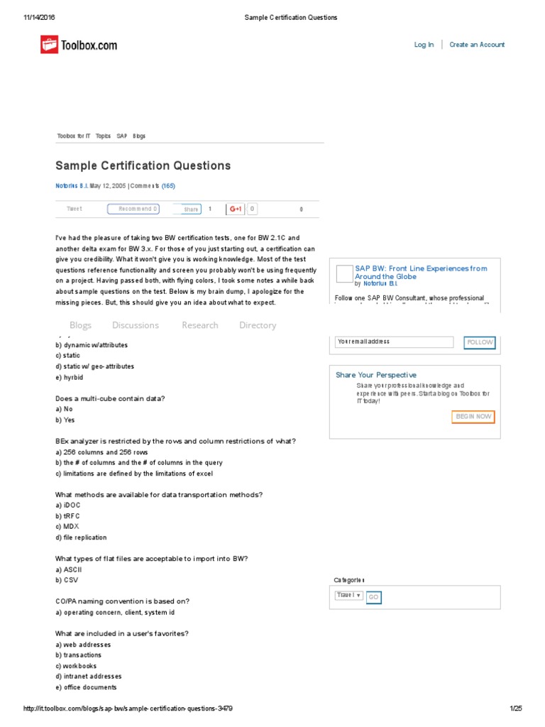 Sample Certification Questions | PDF | Business Intelligence | Test ...