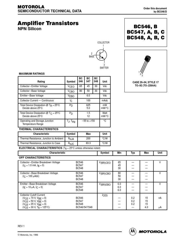 bc548 Datasheet PDF | PDF | Transistor | Field Effect Transistor