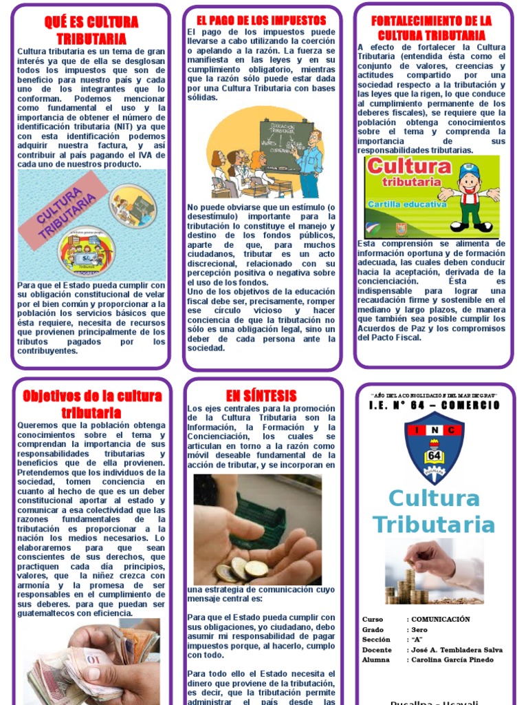 Triptico Cultura Tributaria | Impuestos | Política | Prueba gratuita de ...