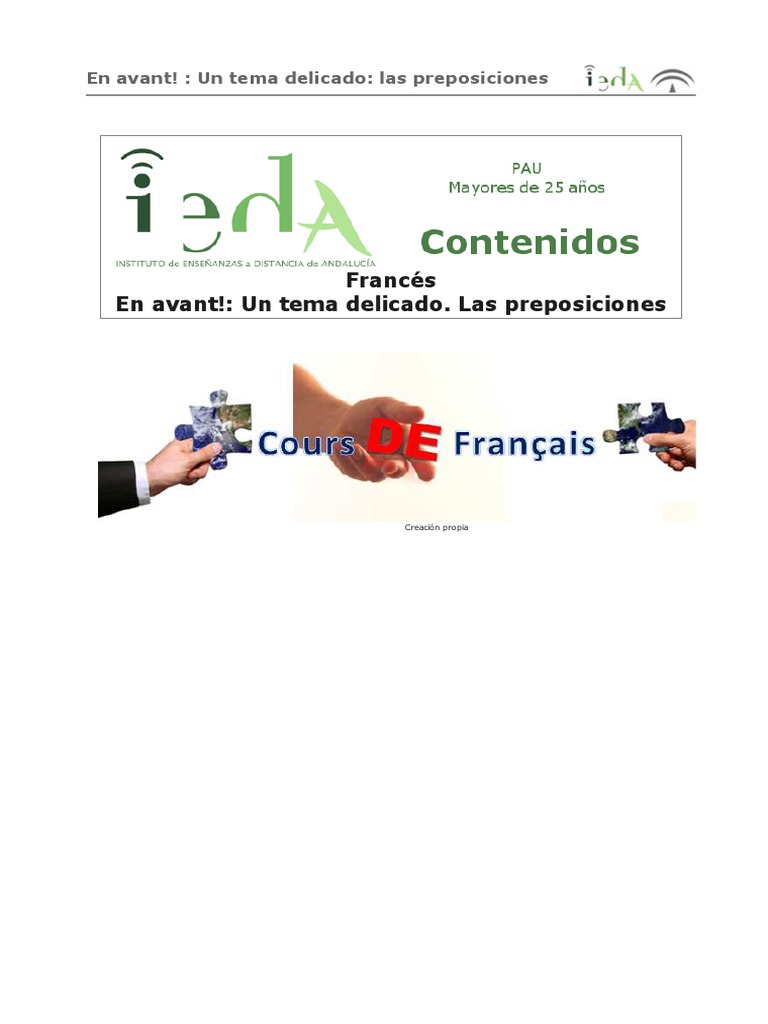 Las Preposiciones en Frances PDF | PDF