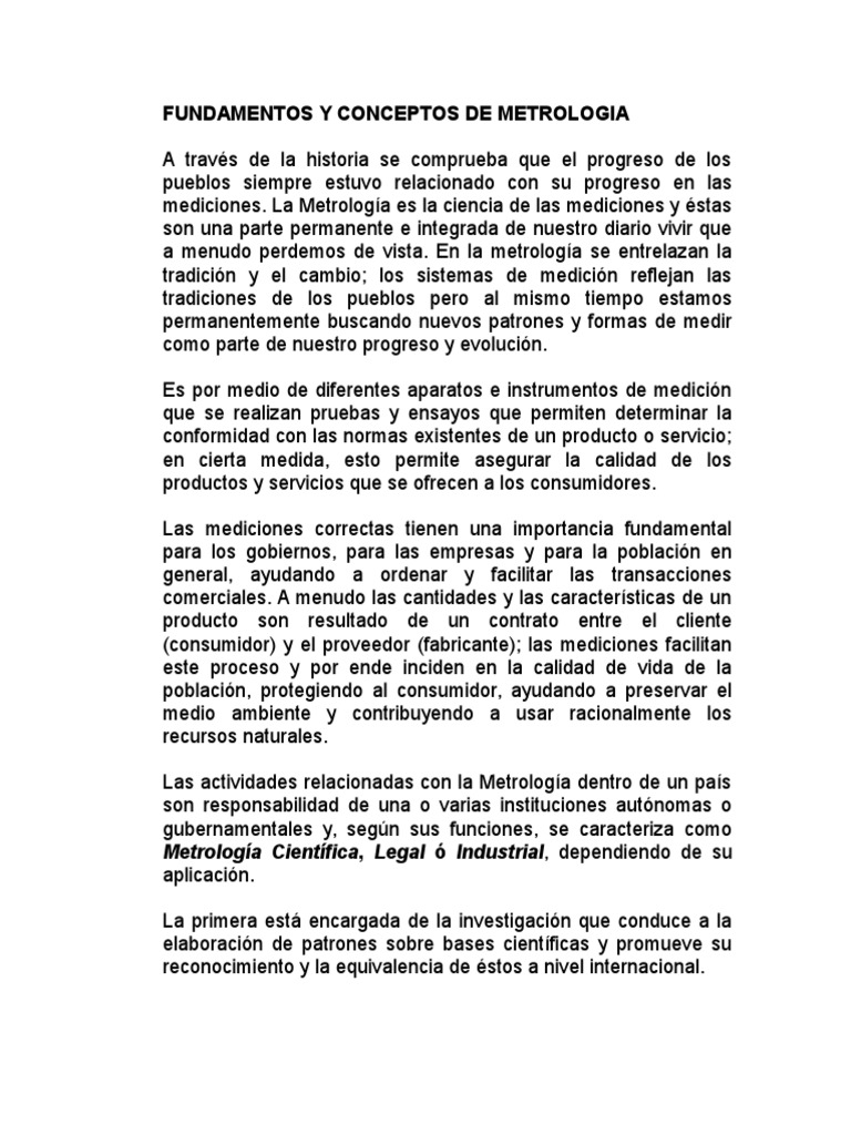 Fundamentos y Conceptos de Metrologia | PDF | Metrología | Competitividad
