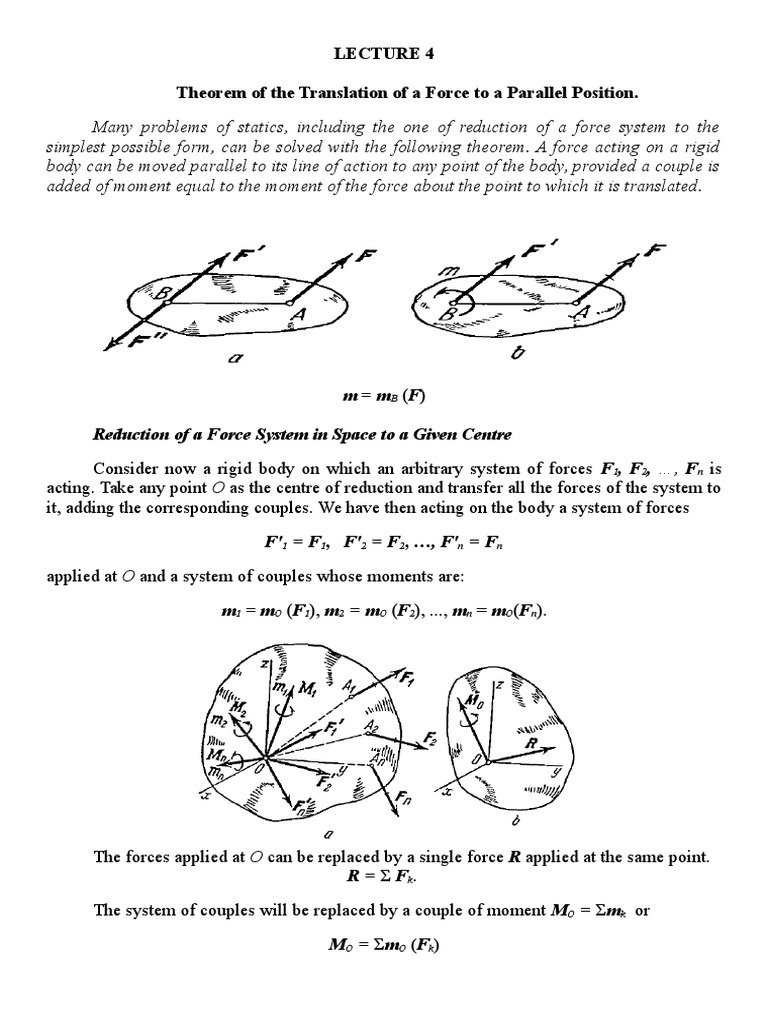 Theorem of The Translation of A Force To A Parallel Position | PDF ...