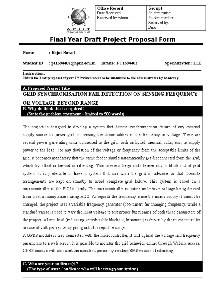 Final Year Draft Project Proposal Form: Grid Synchronisation Fail ...