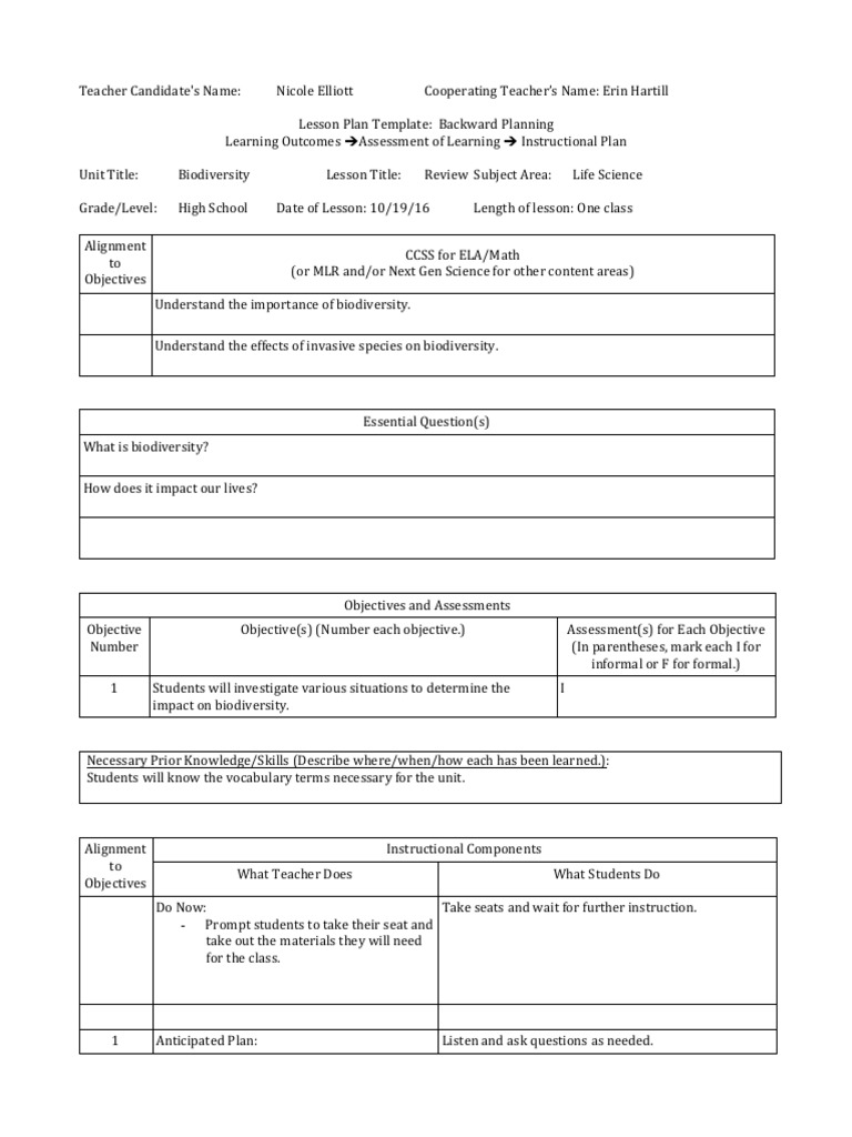 High School Biodiversity Lesson Plan | PDF | Lesson Plan | Sharing
