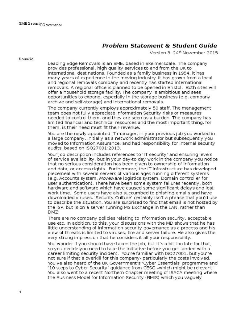 SME Security Problem Statement | PDF | Computer Security | Security