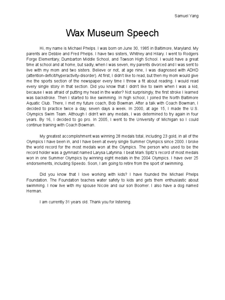 Wax Museum Speech | PDF