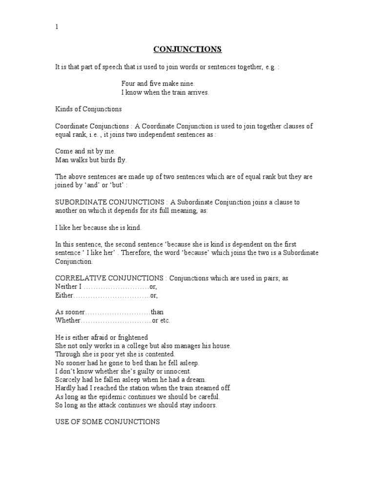 Conjunction 1 | PDF | Conversation | Sentence (Linguistics)