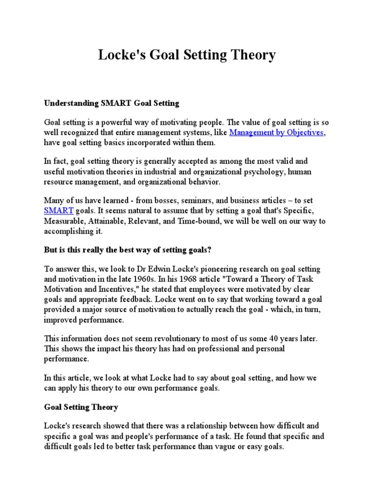 Goal Setting Theory | PDF | Goal | Goal Setting