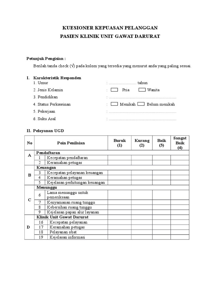 Kuesioner Kepuasan Pelanggan | PDF