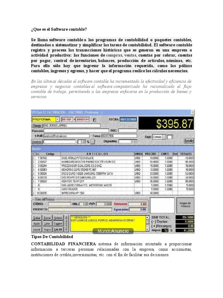 Definición y funciones del software contable | PDF | Contabilidad ...