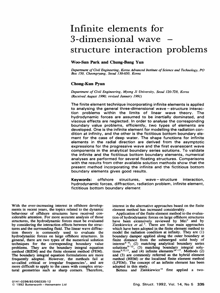 Infinite Elements For 3 Dimensional Wave - Structure Interaction Problems 1992 | PDF | Boundary ...