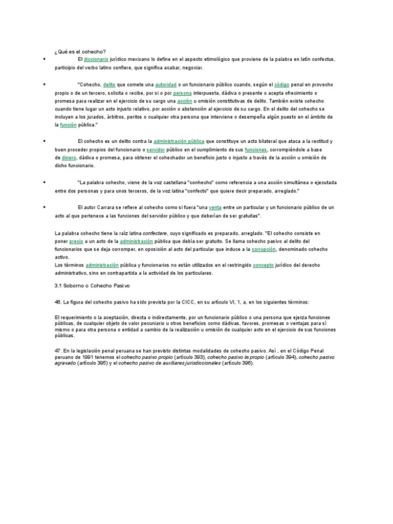 Lo que es el cohecho: definición, tipos y consecuencias legales | PDF ...