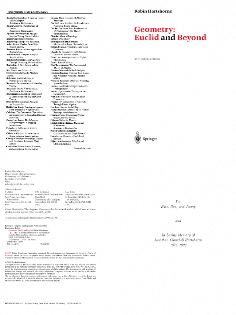 Geometry Euclid and Beyond - Robn Hartshorn | PDF