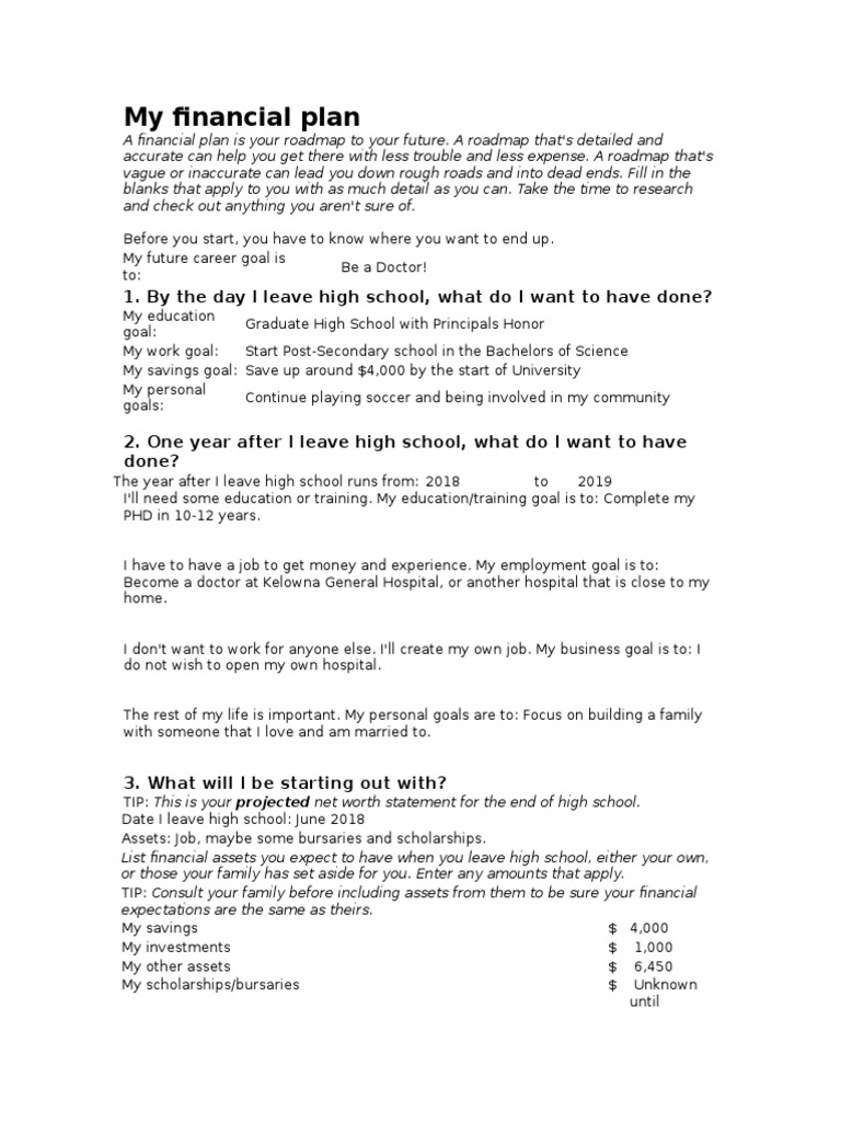 Financial Plan | PDF | Student Loan | Debt