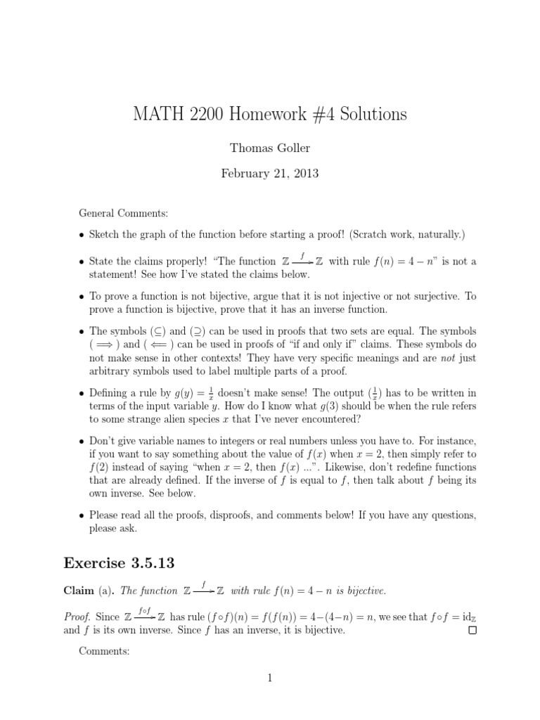 MATH 2200 Homework #4 Solutions: Thomas Goller February 21, 2013 | PDF ...