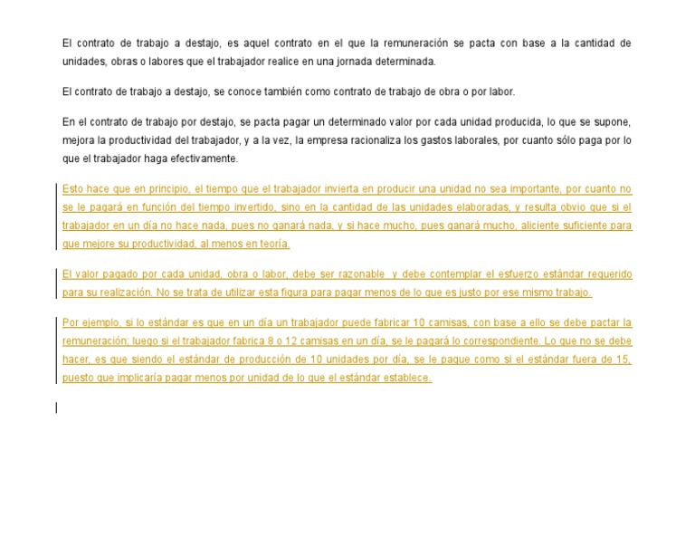 Contrato A Destajo | PDF