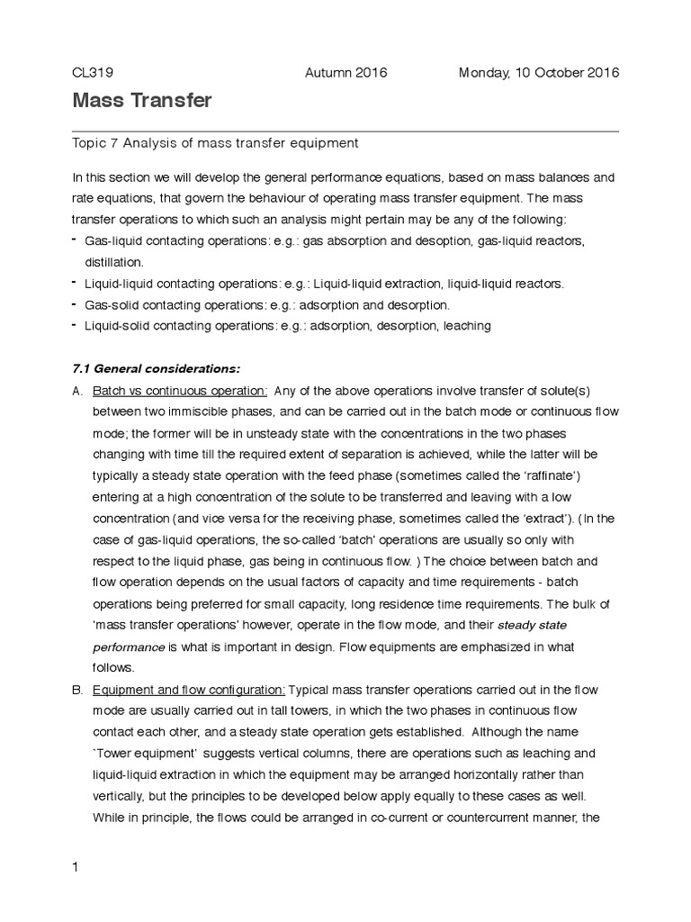 Week 12 Lectures | PDF | Mass Transfer | Fluid Dynamics