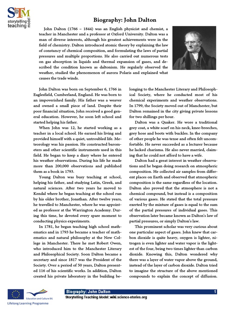 Biography Dalton Eng | PDF | Atoms | Chemistry