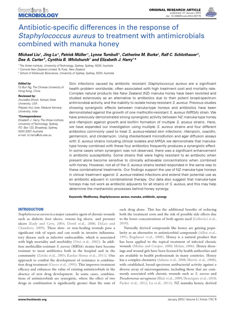 Antibiotic-Specific Differences in The Response of Staphylococcus ...