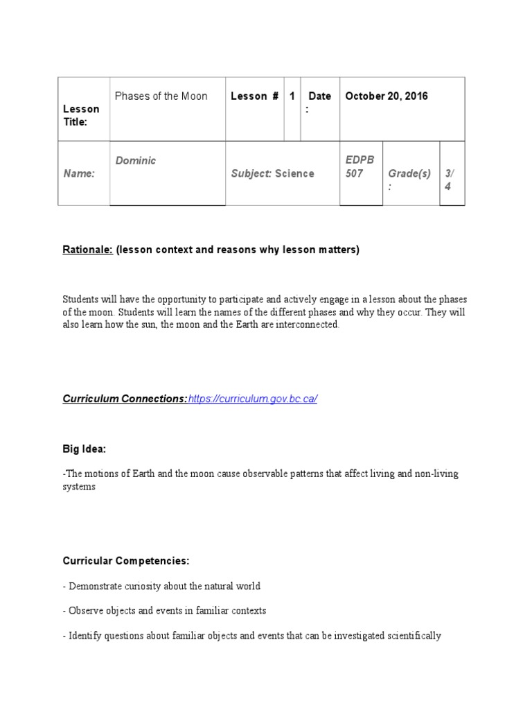 Understanding Moon Phases for Kids | PDF | Curriculum | Earth