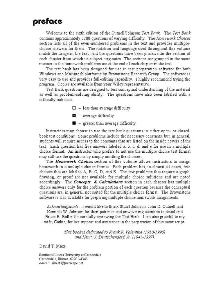 Preface Test Bank | PDF | Multiple Choice | Homework