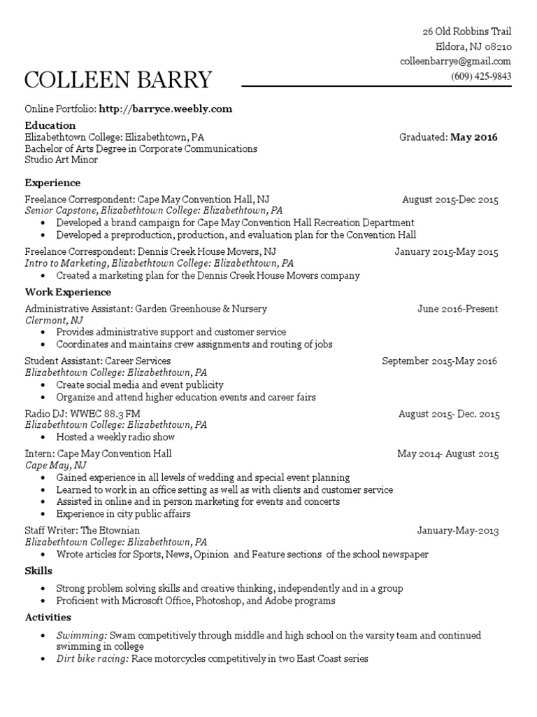 Colleen Barry's Professional Portfolio | PDF