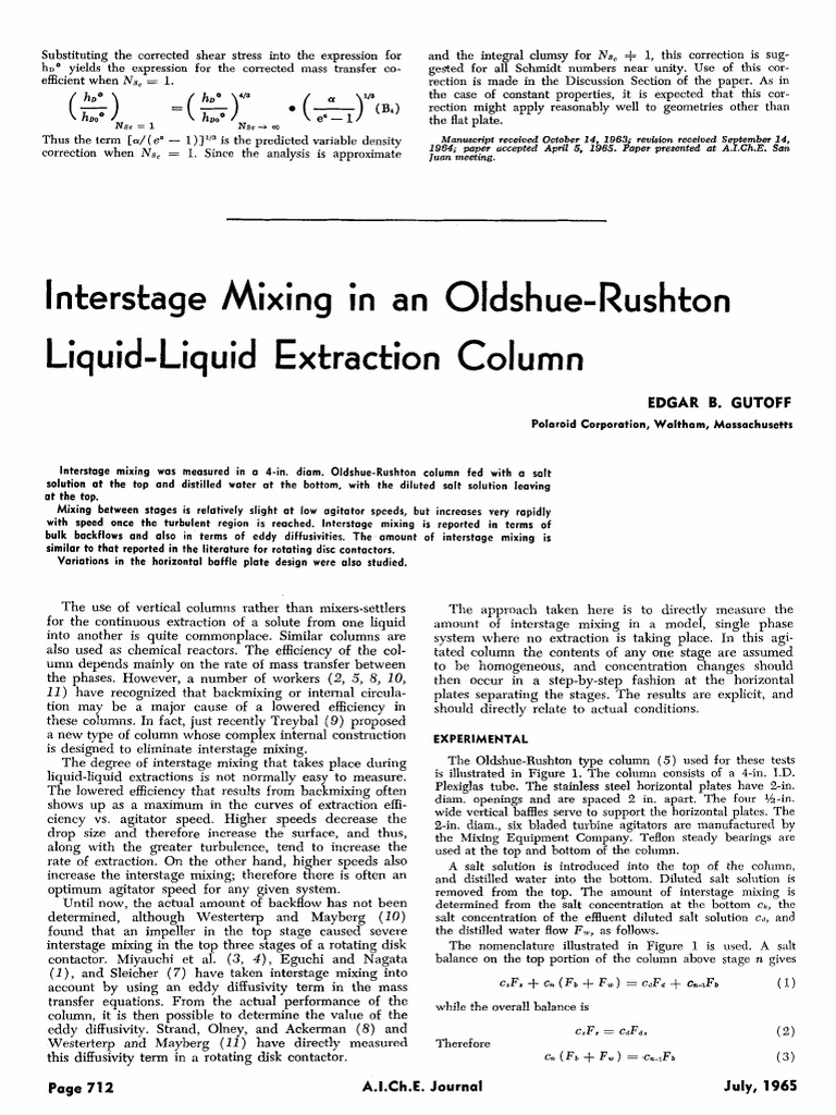 Interstage Mixing in Oldshue-Rushton Column | PDF | Multistage Rocket ...
