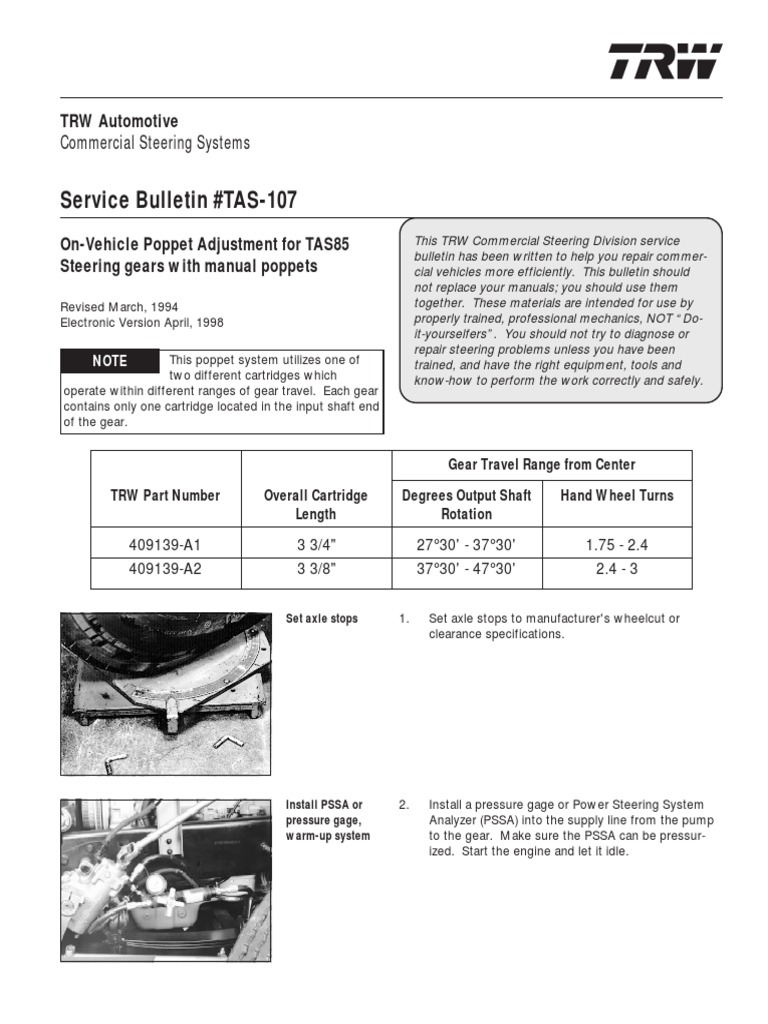 TAS85 Poppet Adjustment Guide | PDF | Axle | Nut (Hardware)
