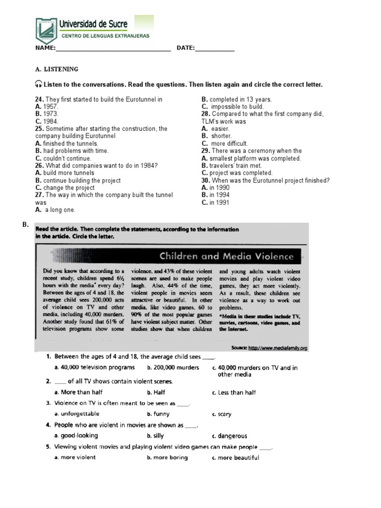 Writing Test 3 Students Eurotunnel | PDF