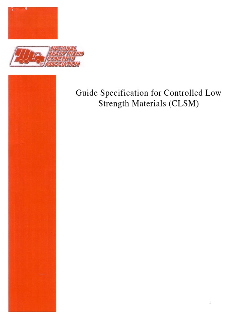 Guide Specification for Controlled Low Strength Materials (CLSM) | PDF ...
