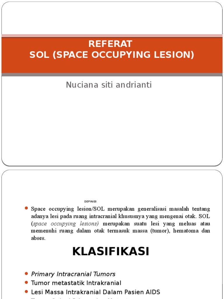 Diagnosa dan Tatalaksana SOL Intrakranial | PDF | Sains & Matematika